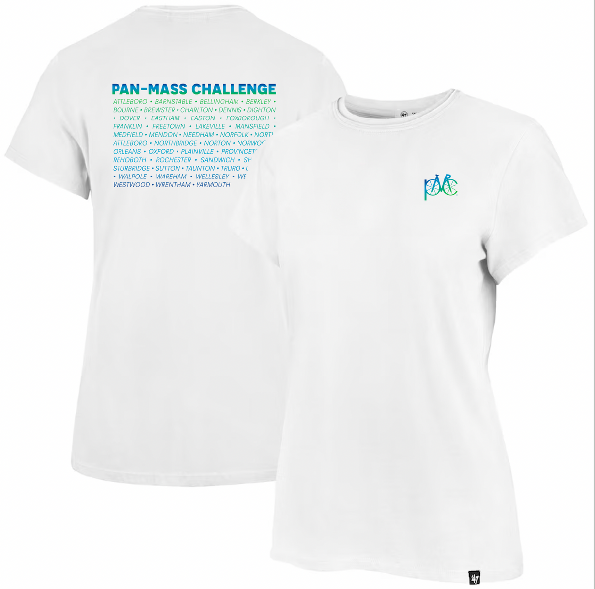 '47 Women's PMC Towns White Frankie Tee – Pan-Mass Challenge